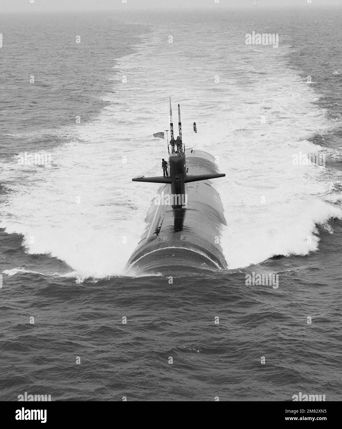 An aerial bow view of the Los Angeles class nuclear-powered attack ...