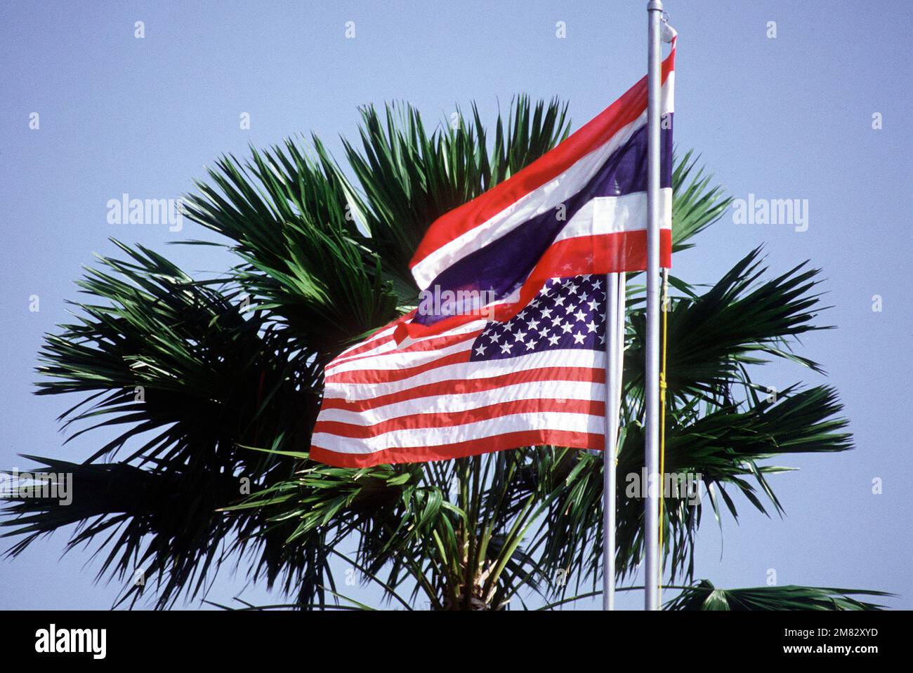 The American and Thai flags fly during the joint Exercise Commando West ...