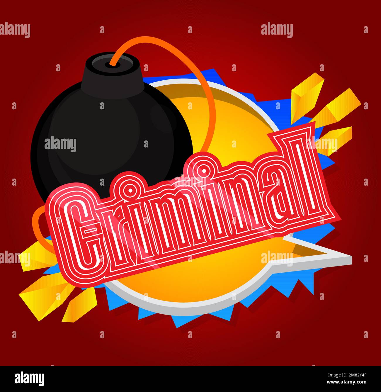 Criminal text with black Bomb. Cartoon Vector Illutration Stock Vector ...