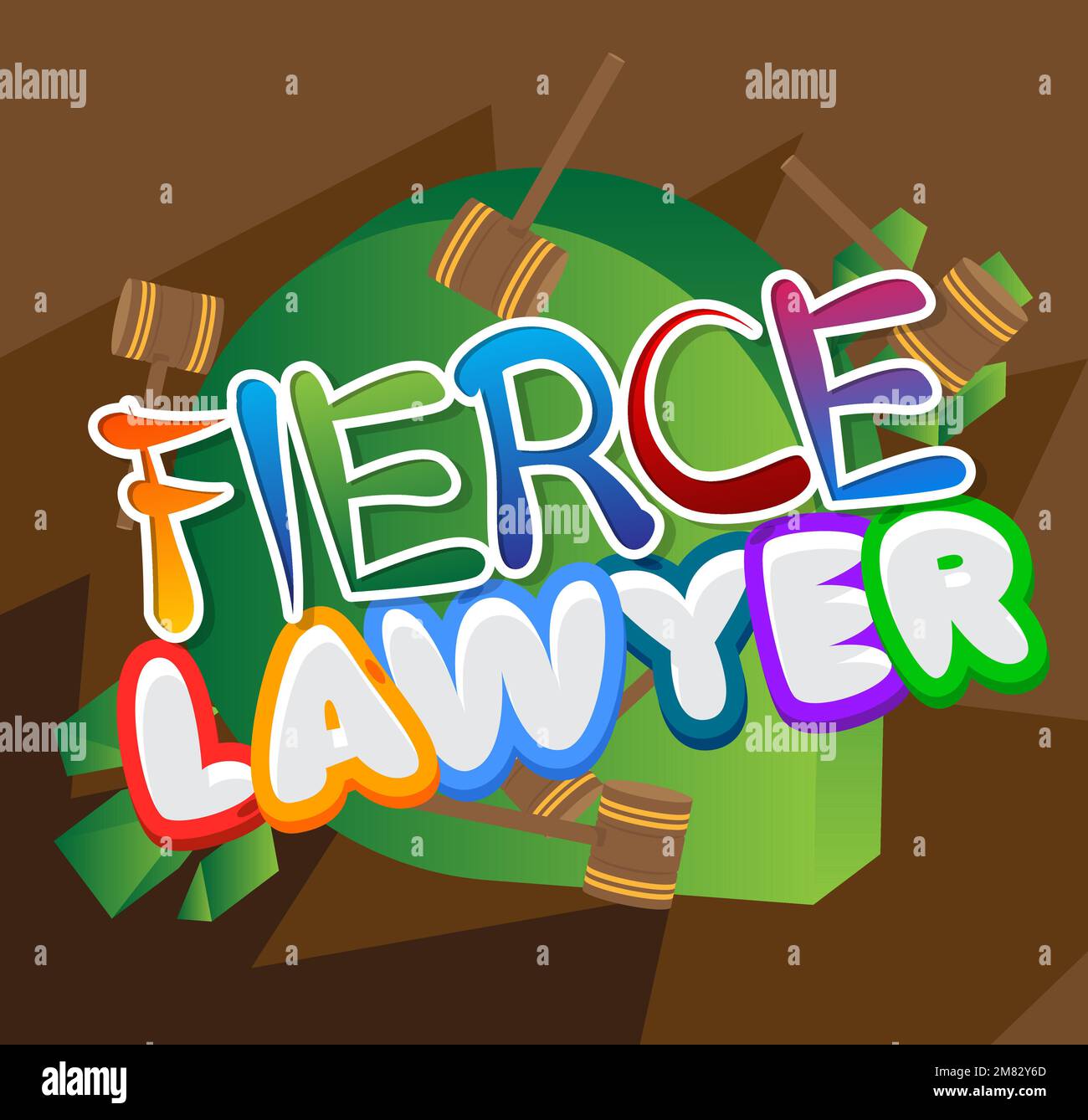 Fierce Lawyer. Word written with Children's font in cartoon style Stock ...