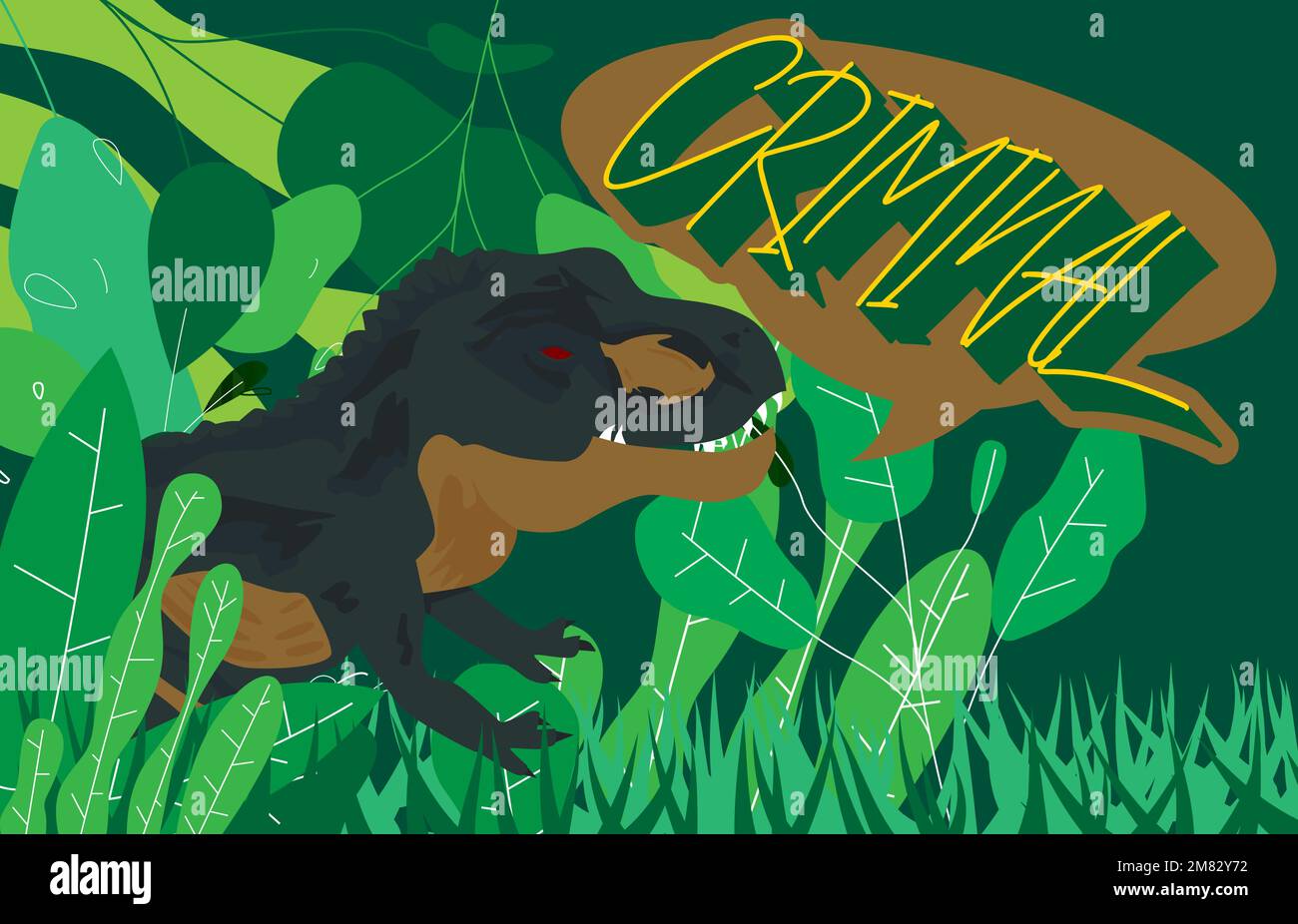 Dinosaur with speech bubble saying Criminal word. Tyrannosaurus Rex ...