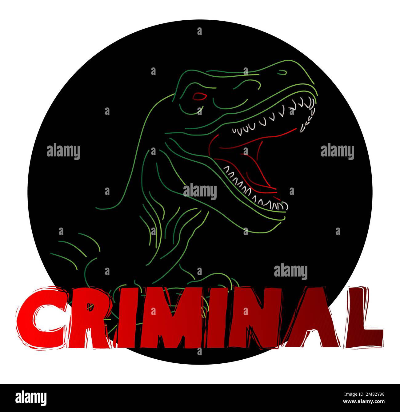 Dinosaur with speech bubble saying Criminal word. Tyrannosaurus Rex ...
