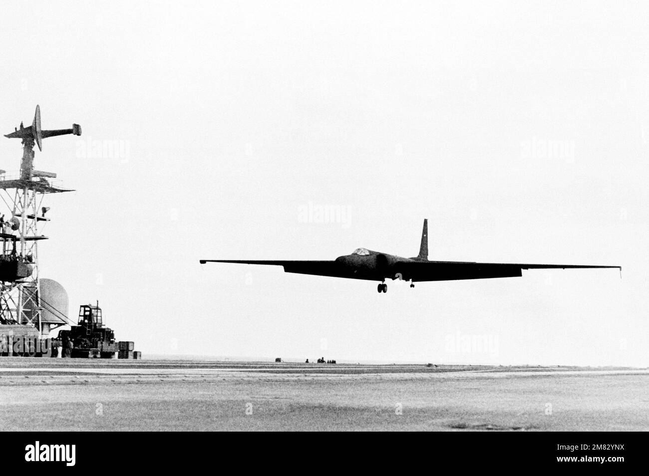 A left front view of a U-2 reconnaissance aircraft as it approaches for ...