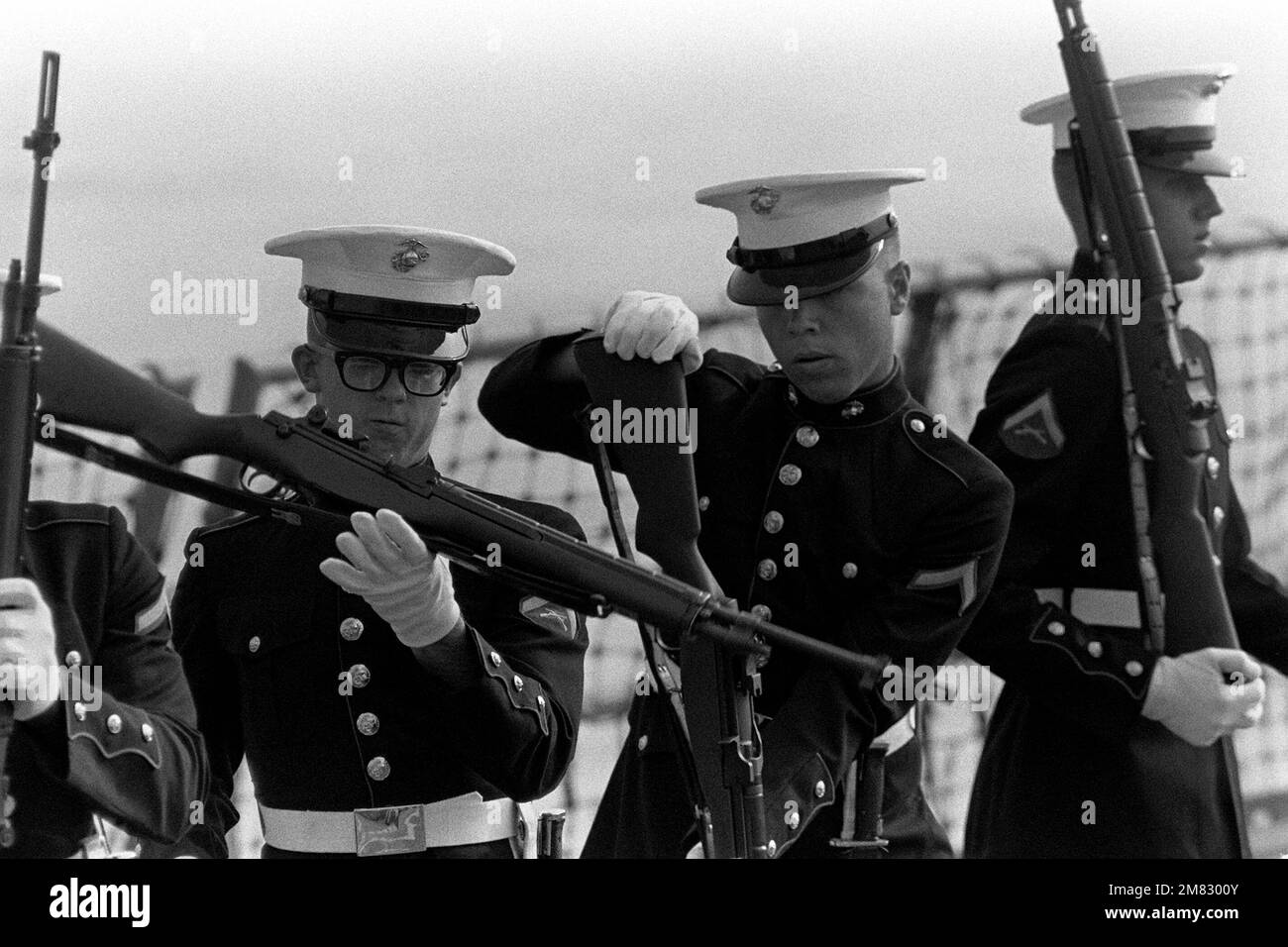 Members of the Marine detachment aboard the battleship USS IOWA (BB-61 ...