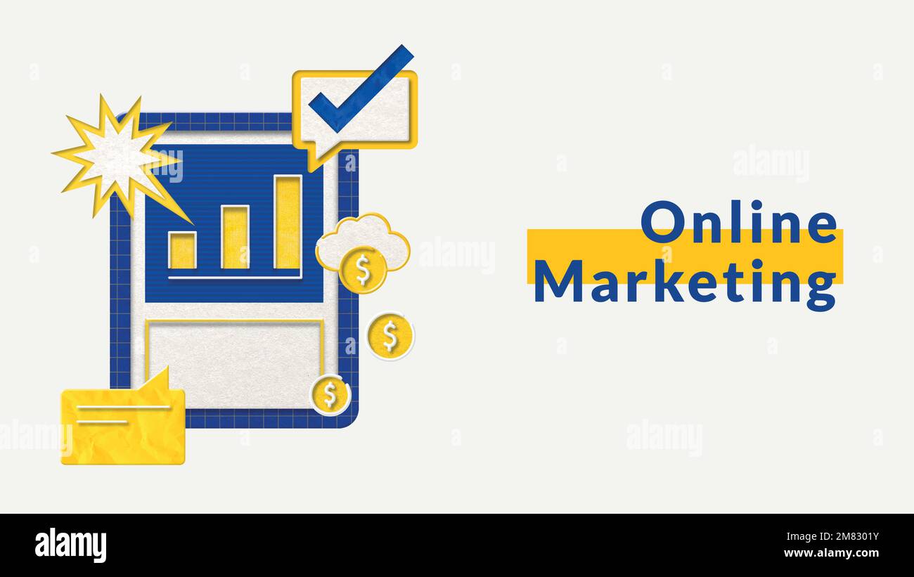 Online marketing business template vector with bar chart board graphic ...