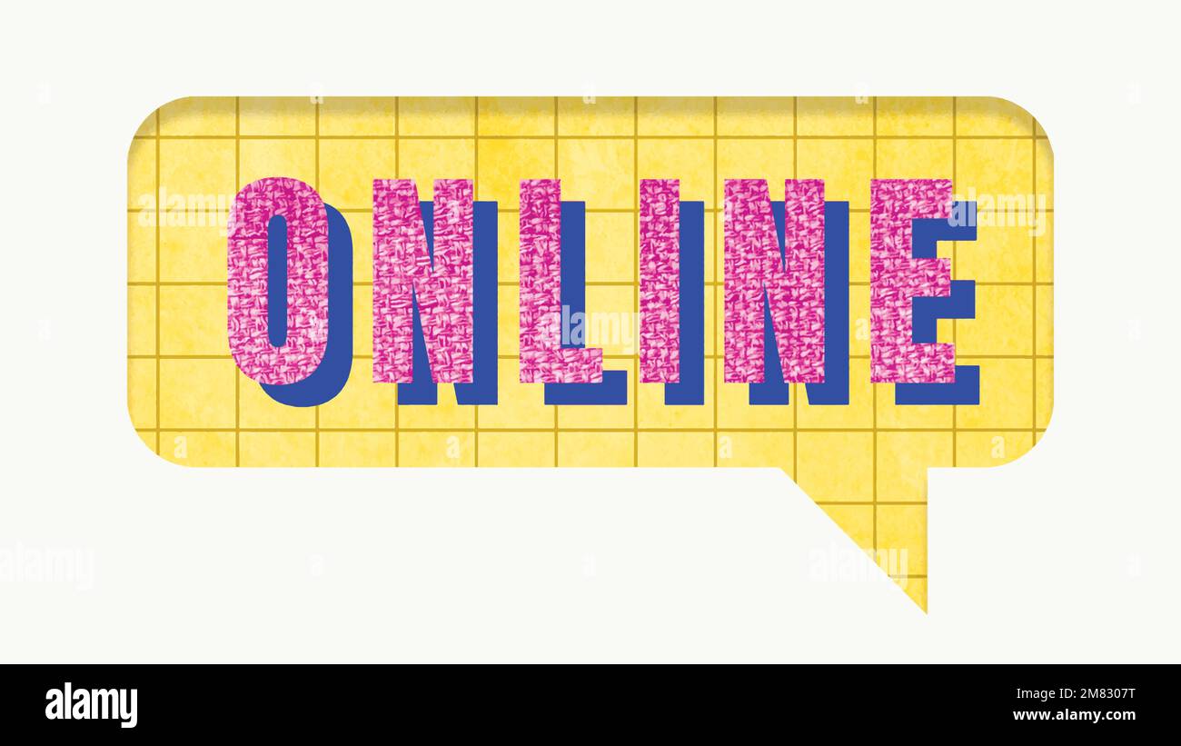 Pink ONLINE typography vector in a speech bubble aesthetic graphic ...