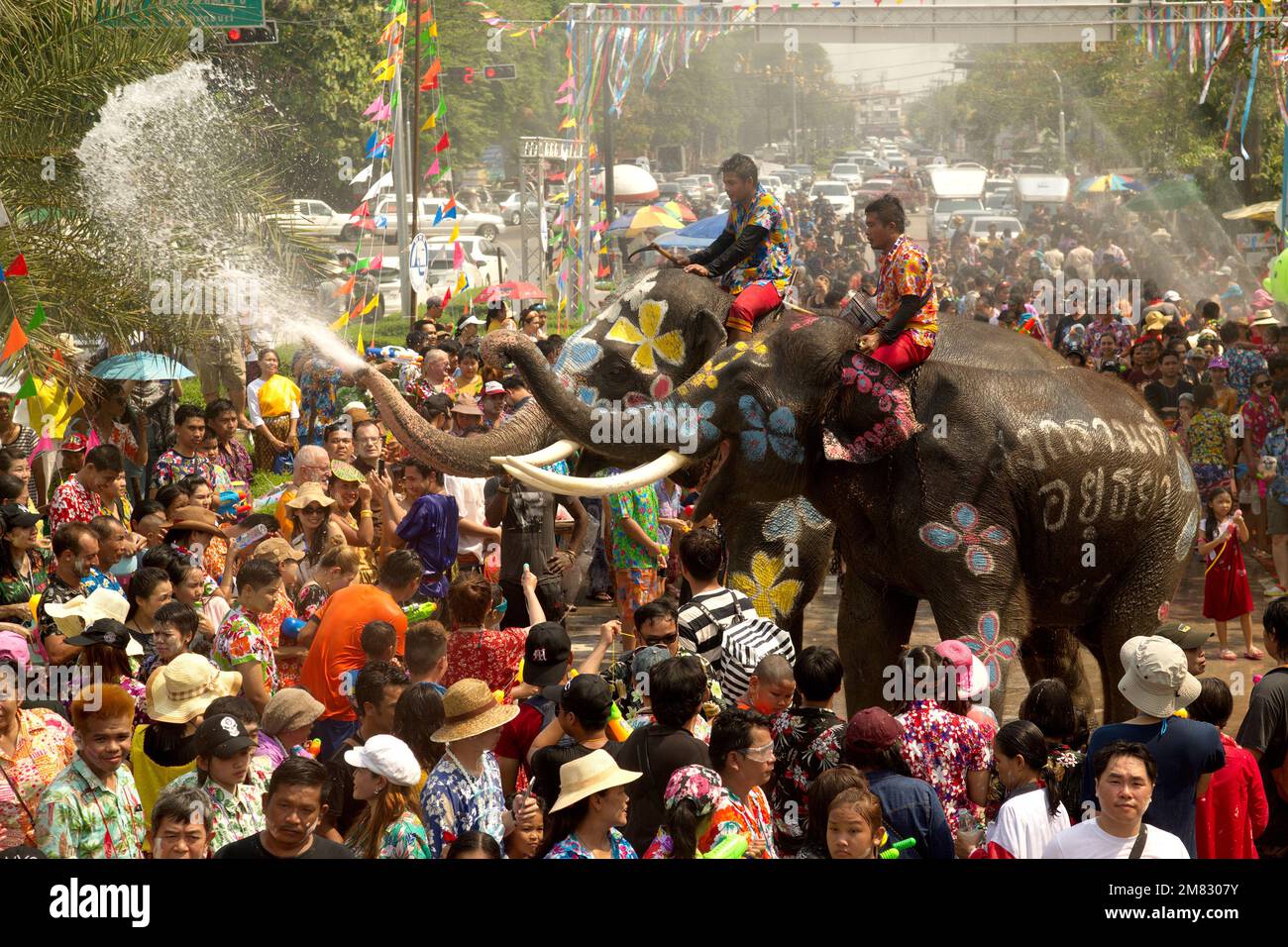 Thai people and traveler join with Songkran Festival is celebrated in a ...