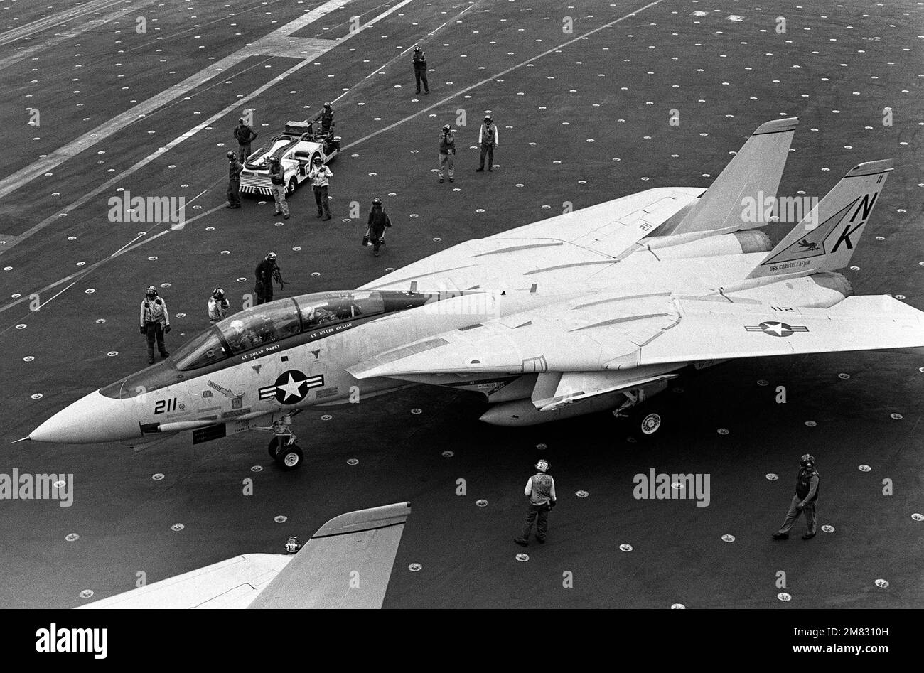 Left front view of an F-14A Tomcat aircraft from Fighter Squadron 21 on ...