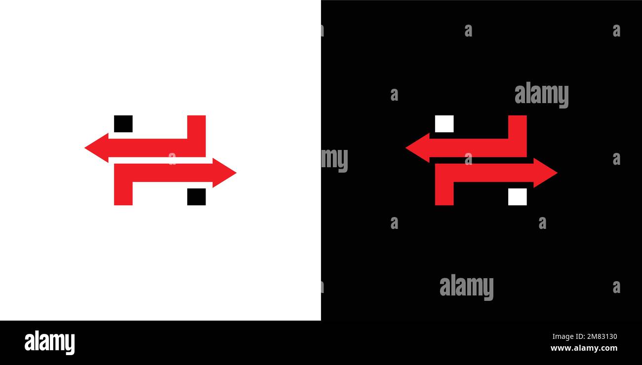 H letter 2 direction logo design is unique and modern Stock Vector ...