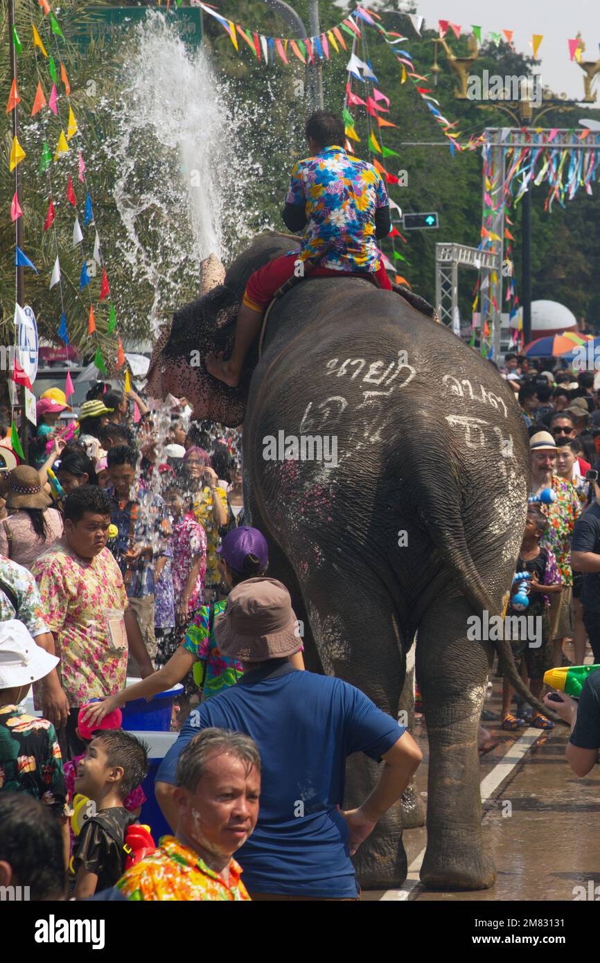 Thai people and traveler join with Songkran Festival is celebrated in a ...