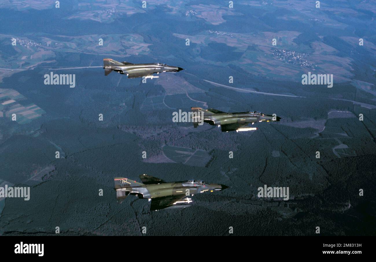 Air to air left side view of three United States Air Force Europe ...