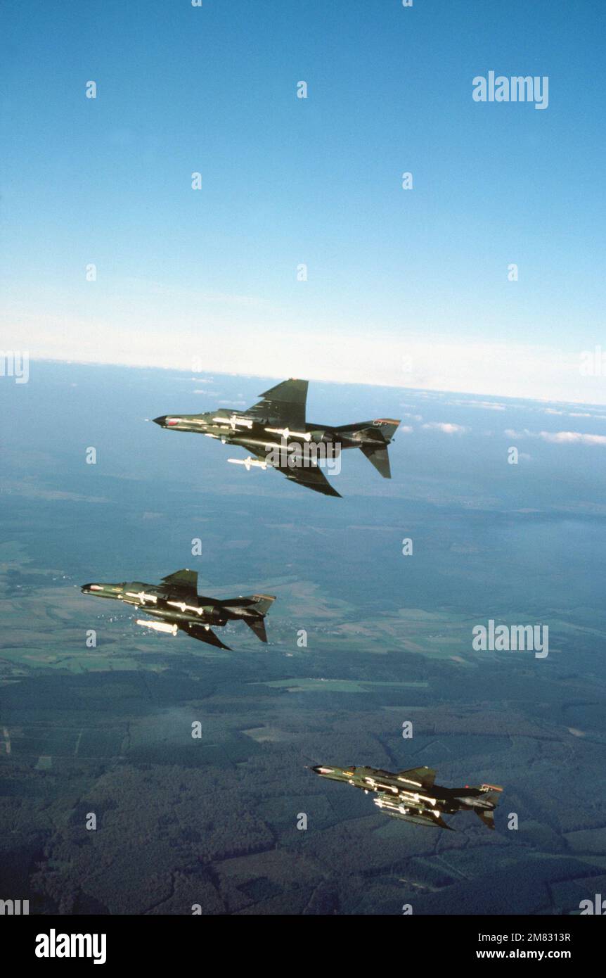 Air to air left side view of three United States Air Force Europe ...