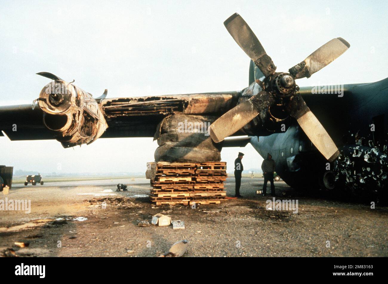 After a crash landing a 37th Tactical Airlift Squadron C-130E at ...