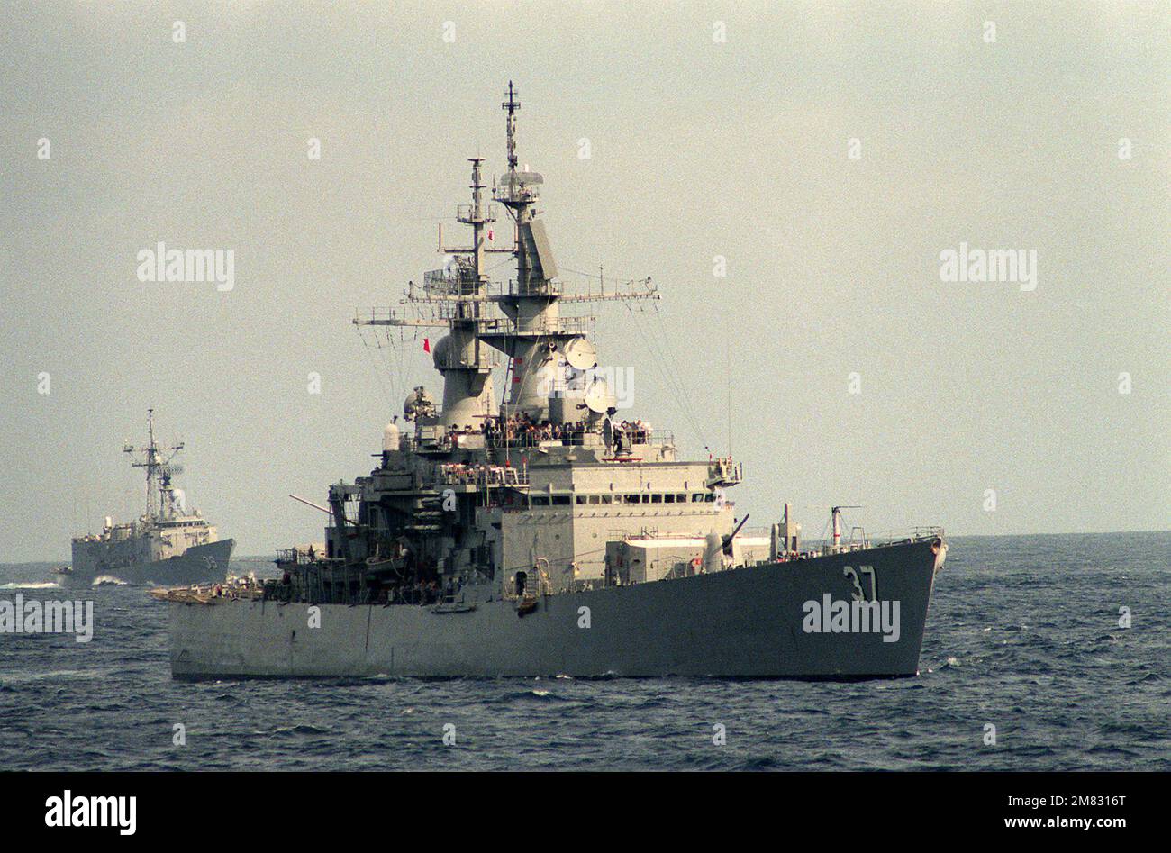 A starboard bow view of the nuclear-powered guided missile cruiser USS SOUTH CAROLINA (CGN-37 ...