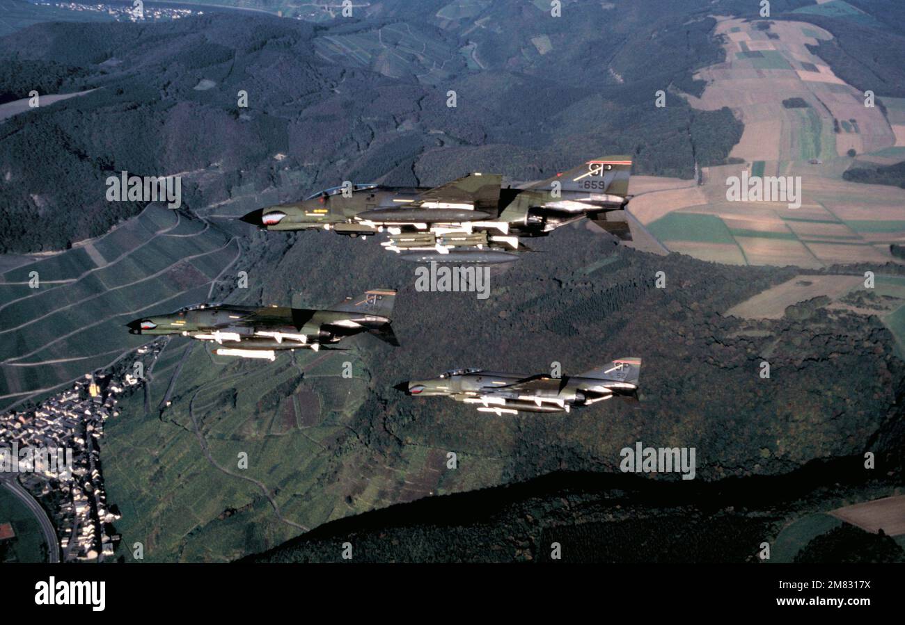 Air to air left side view of three United States Air Force Europe ...