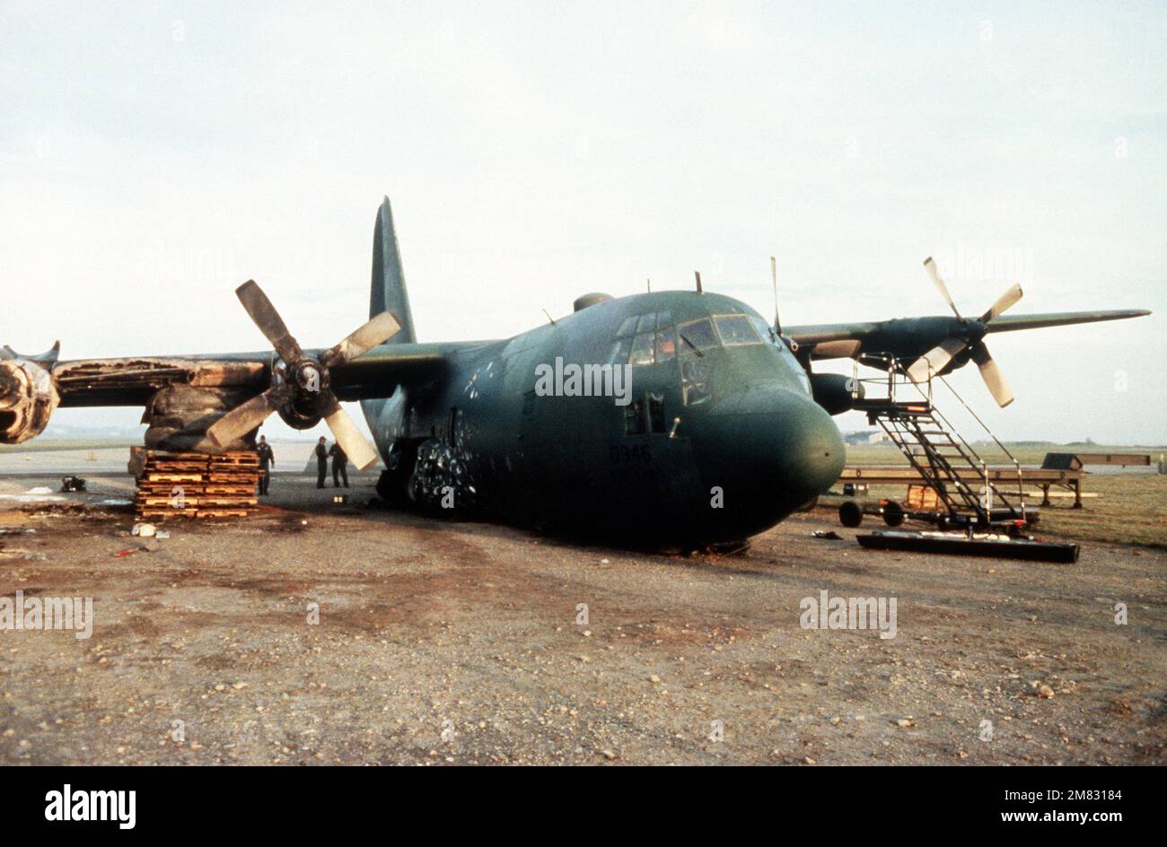 After a crash landing a 37th Tactical Airlift Squadron C-130E at ...