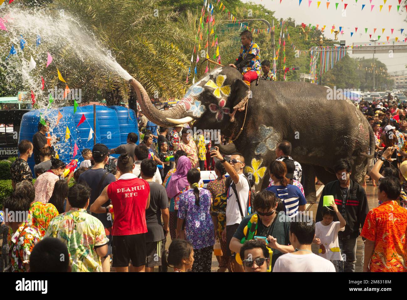 Thai people and traveler join with Songkran Festival is celebrated in a ...