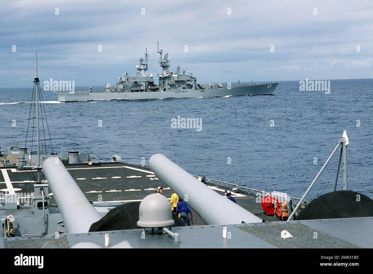 A starboard view of the nuclear-powered guided cruiser USS SOUTH ...