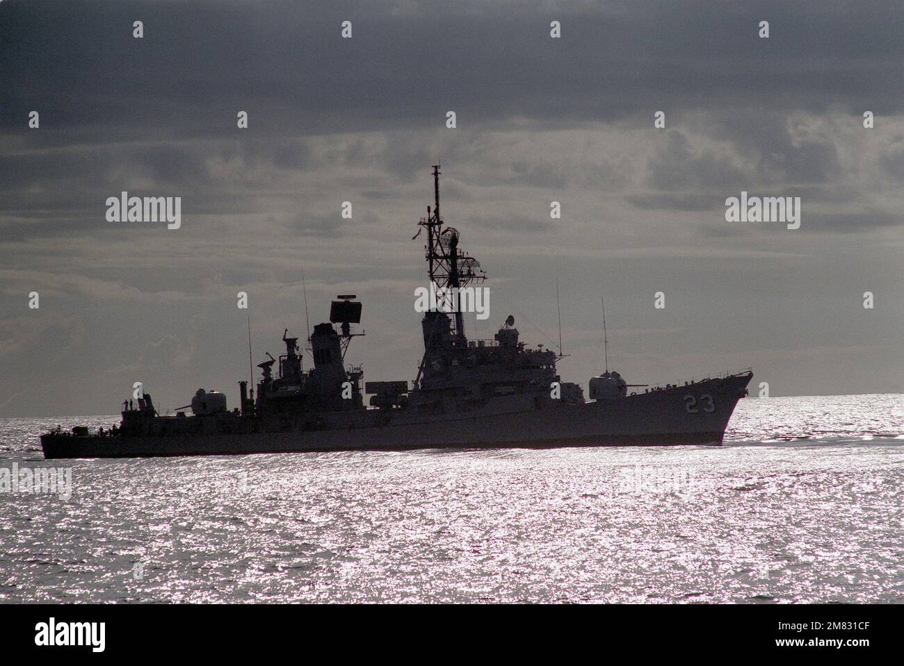 A starboard beam view of the guided missile destroyer USS RICHARD E ...
