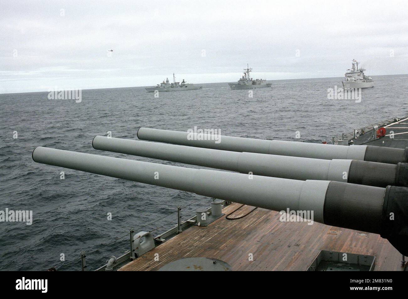 A port bow view of the West German frigate FGS BREMEN (F-207), the ...