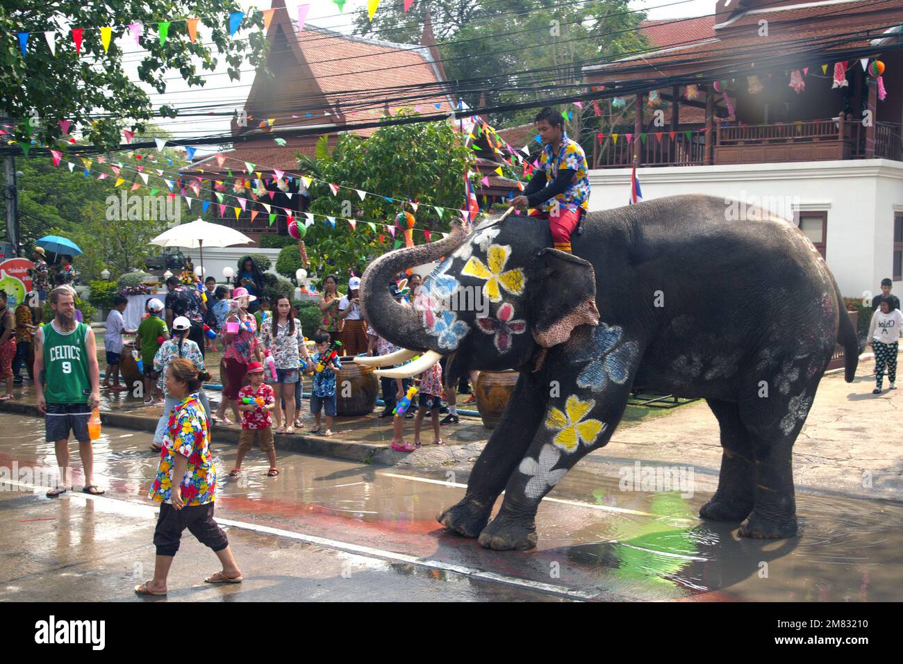 Thai people and traveler join with Songkran Festival is celebrated in a ...