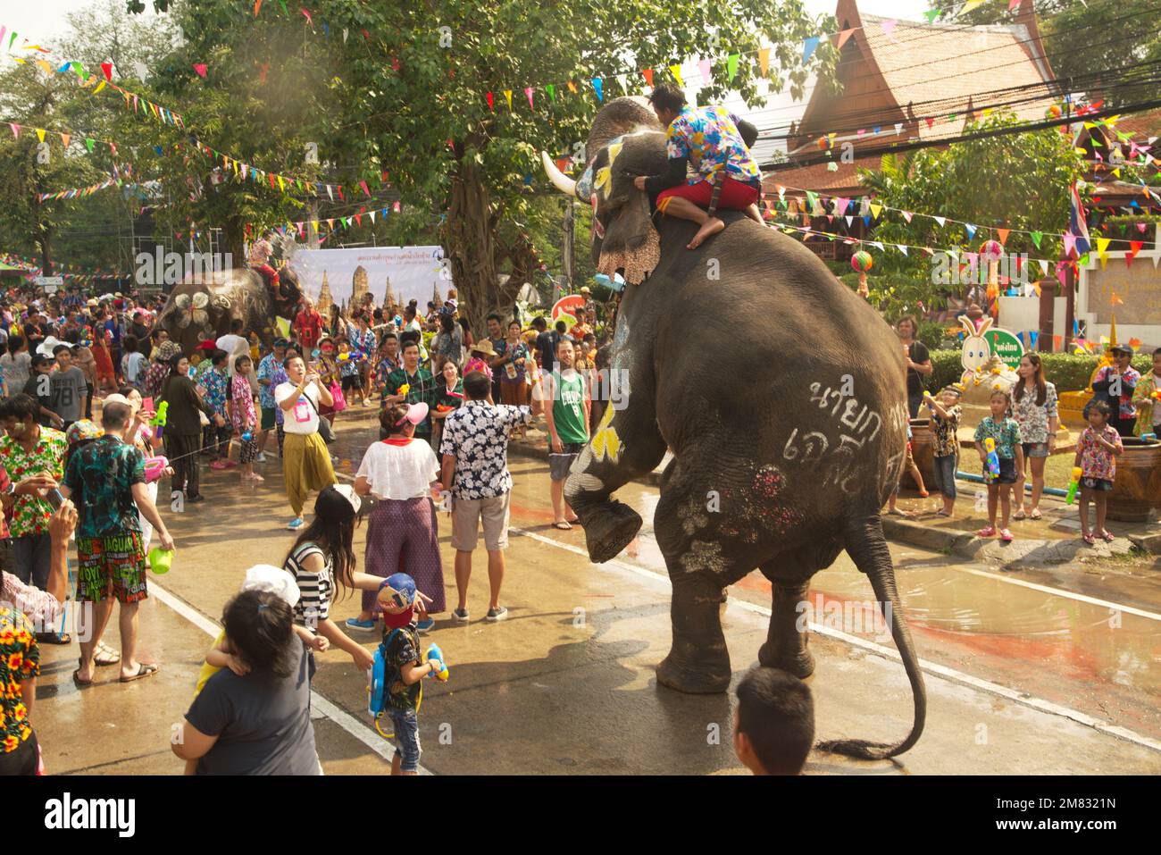 Thai people and traveler join with Songkran Festival is celebrated in a ...