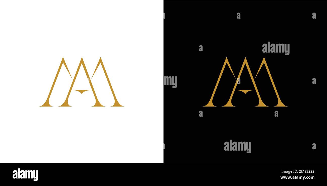 The initials logo letter AM is elegant and luxurious design Stock ...