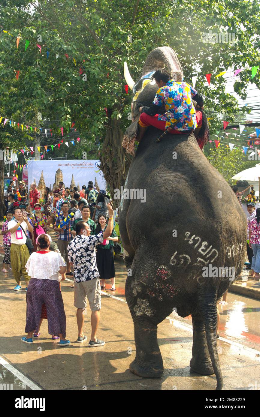 Thai people and traveler join with Songkran Festival is celebrated in a ...