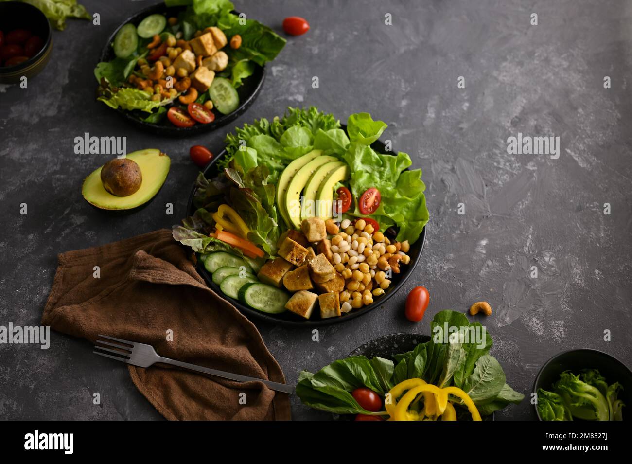 Plant based food, Vegan menu, Buddha bowl, Grilled tofu with chickpea ...
