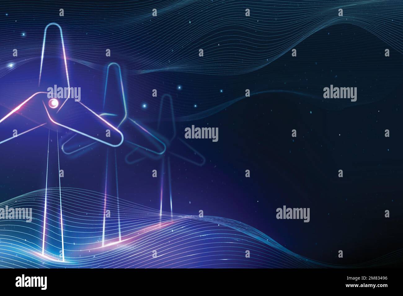 Wind energy vector with wind turbines background Stock Vector Image ...