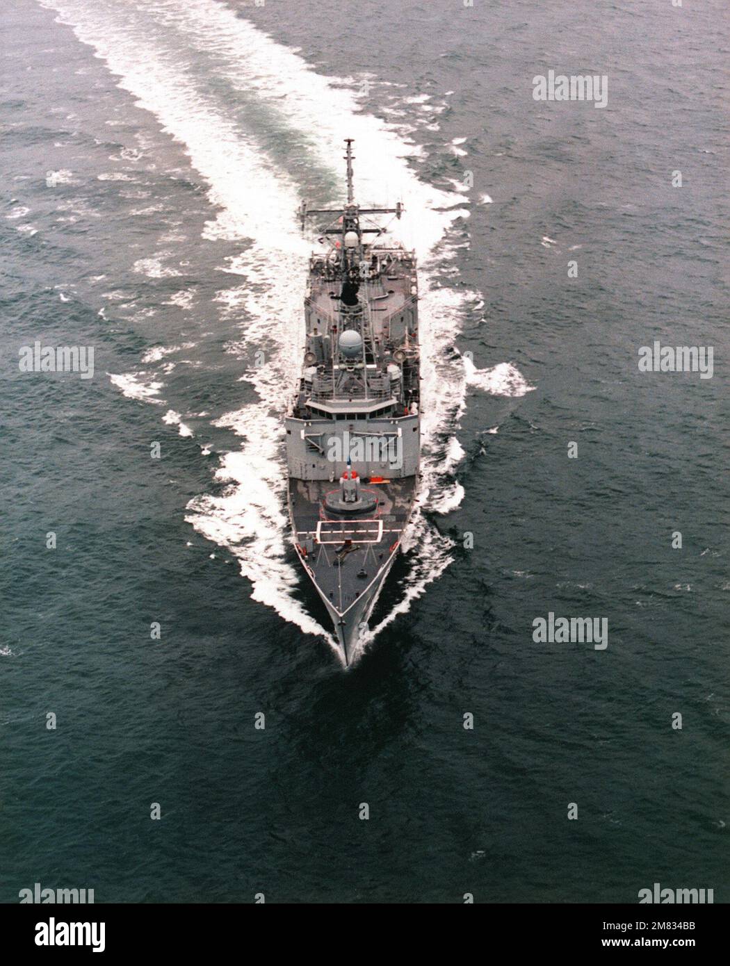A bow view of the guided missile frigate HAWES (FFG-53) underway during ...