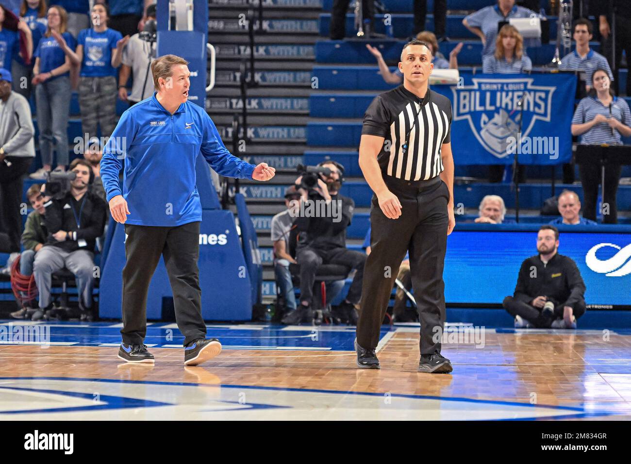 JANUARY 11, 2023: Saint Louis Billikens head coach Travis Ford has some ...