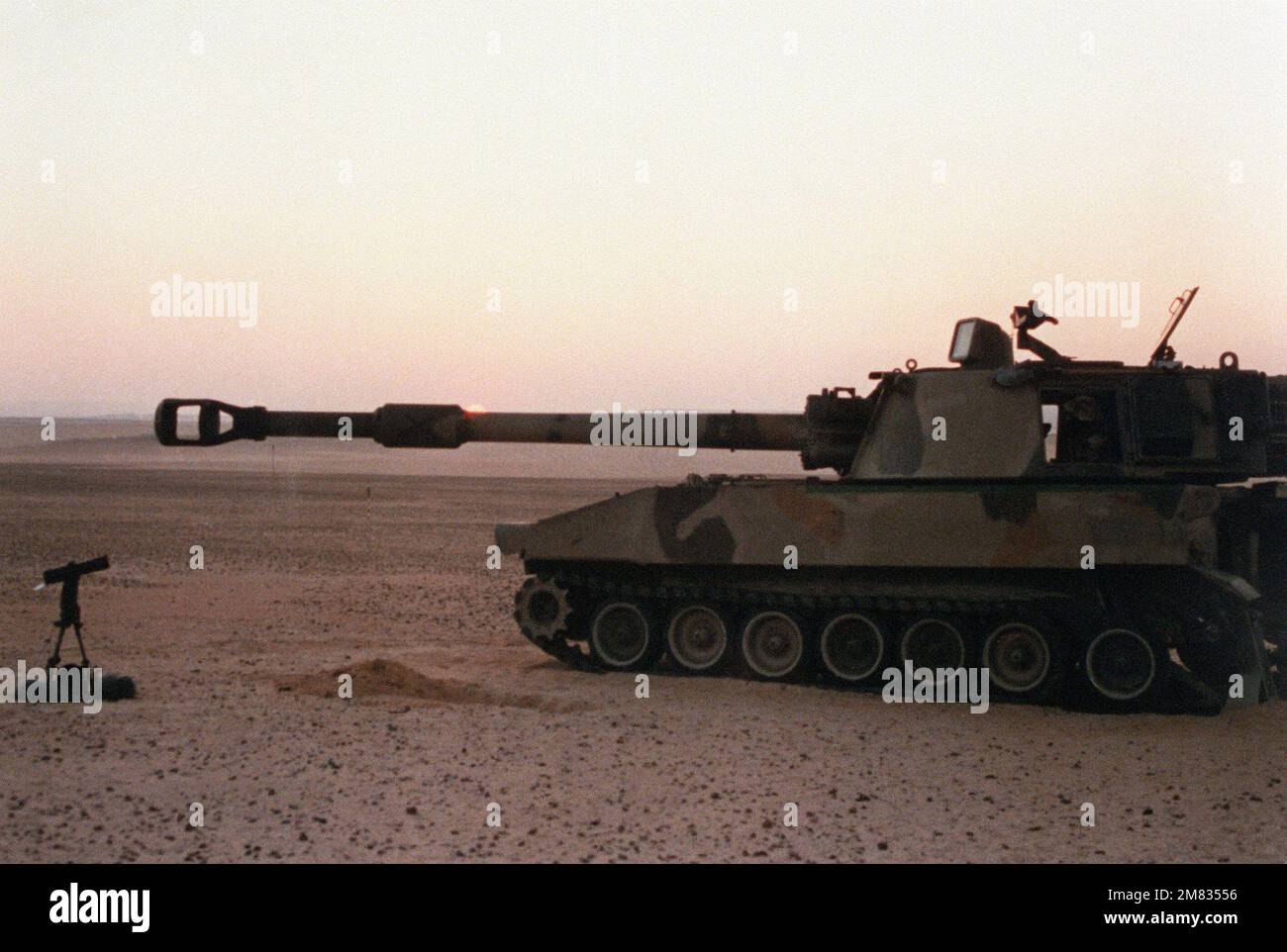 An M-109 self-propelled 155mm howitzer of the 24th Infantry Division ...