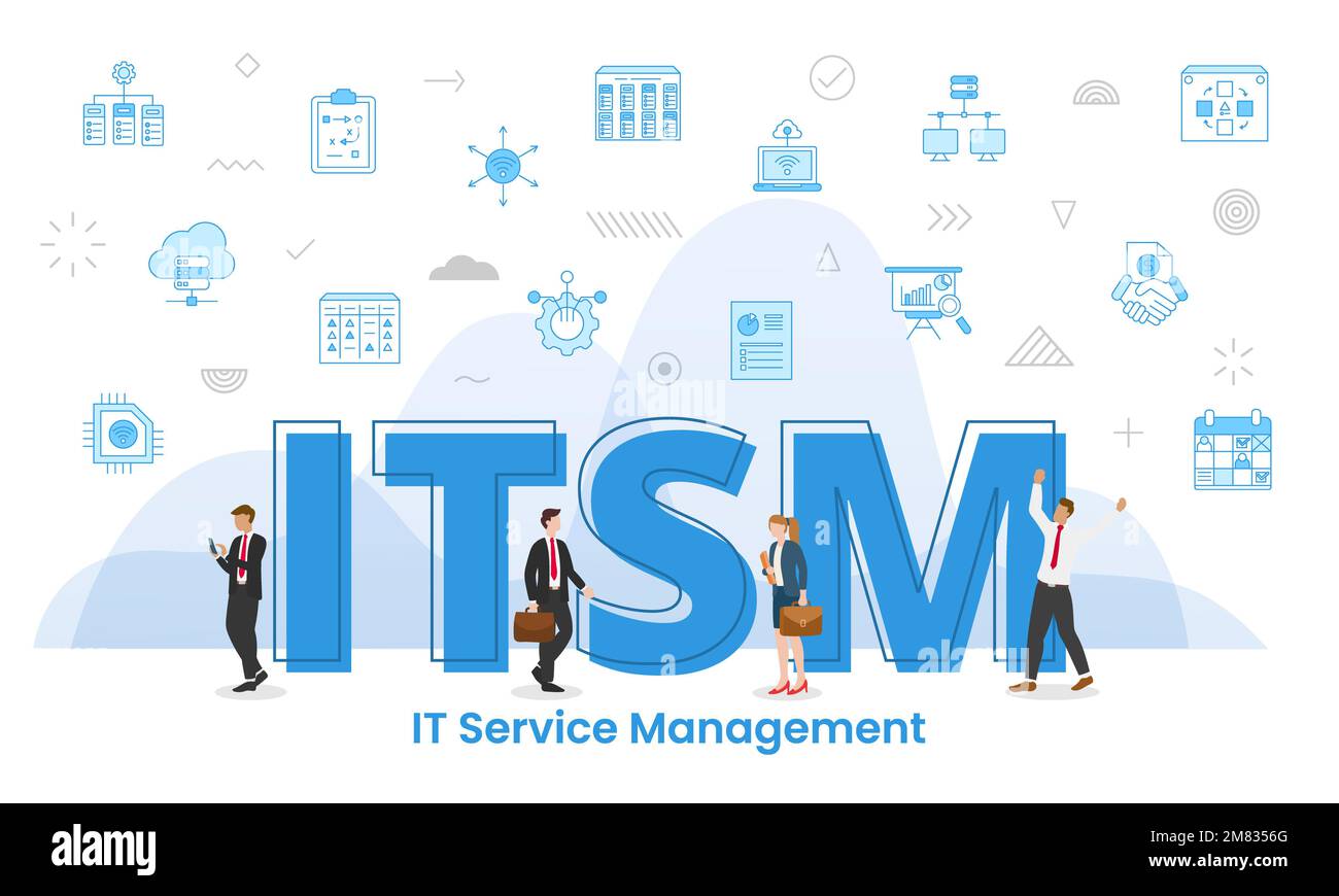 itsm information technology service management concept with big words ...