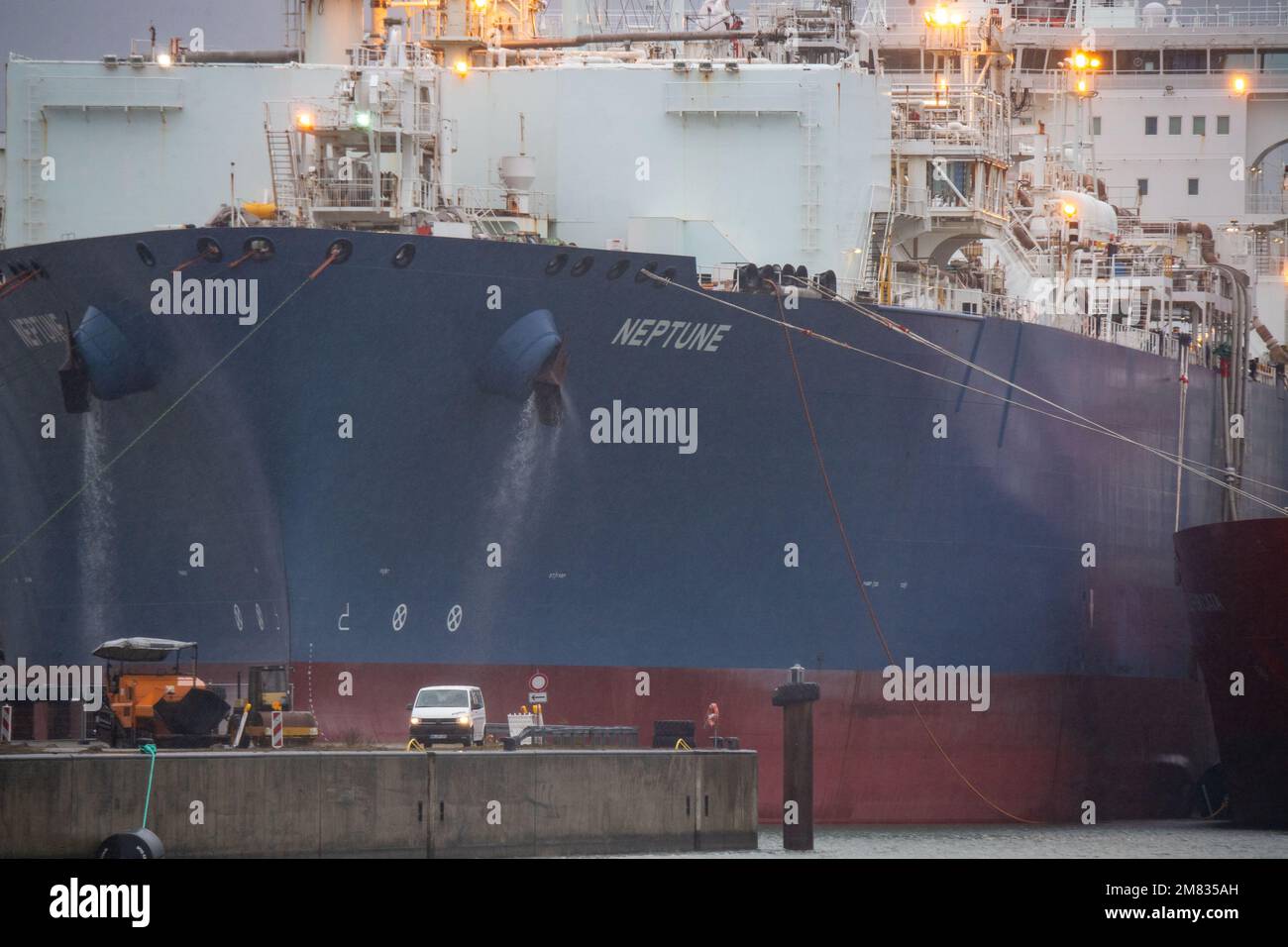 11 January 2023, Mecklenburg-Western Pomerania, Lubmin: The LNG shuttle ...