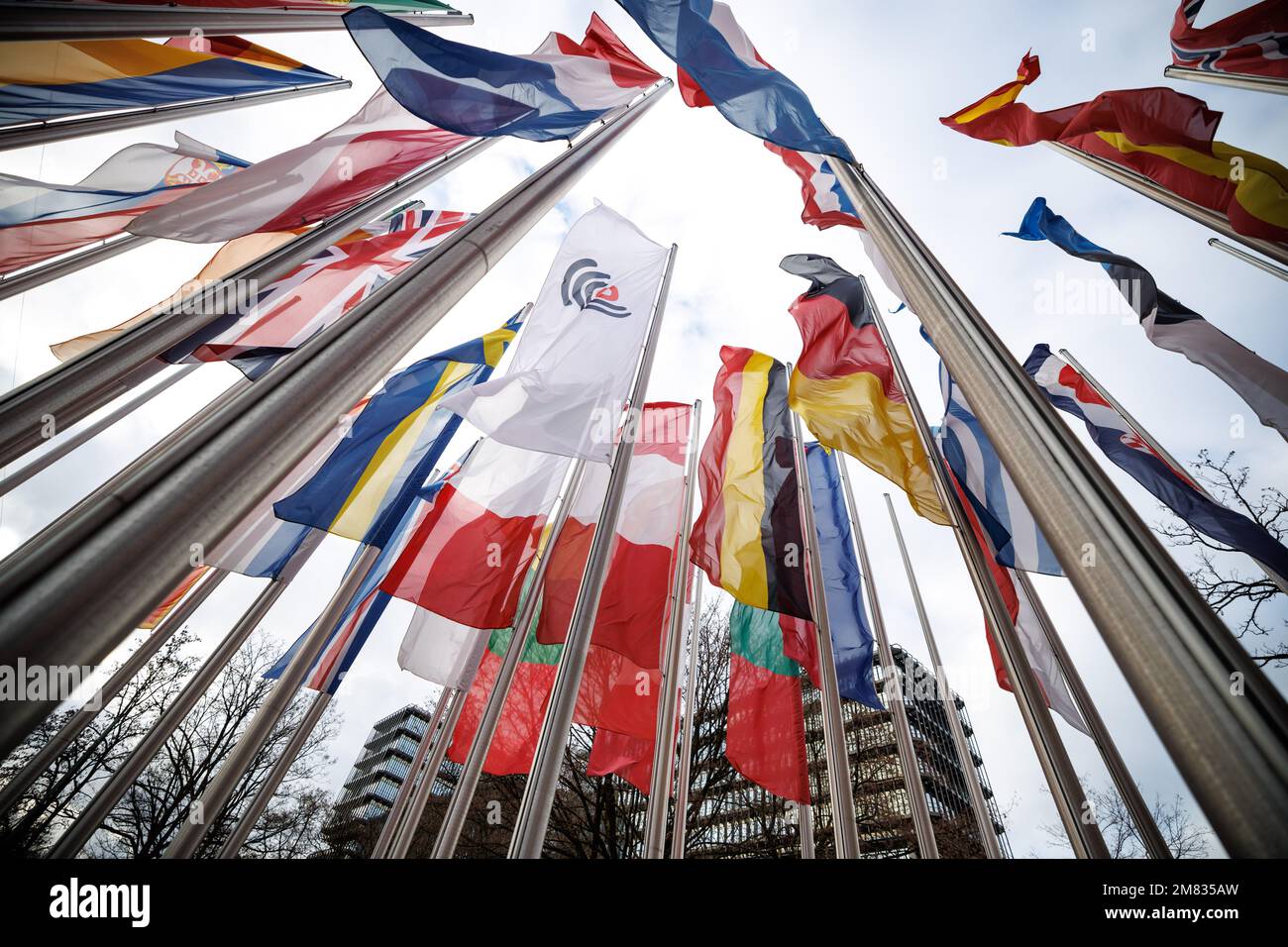 Flags in front of european patent office hi-res stock photography and ...
