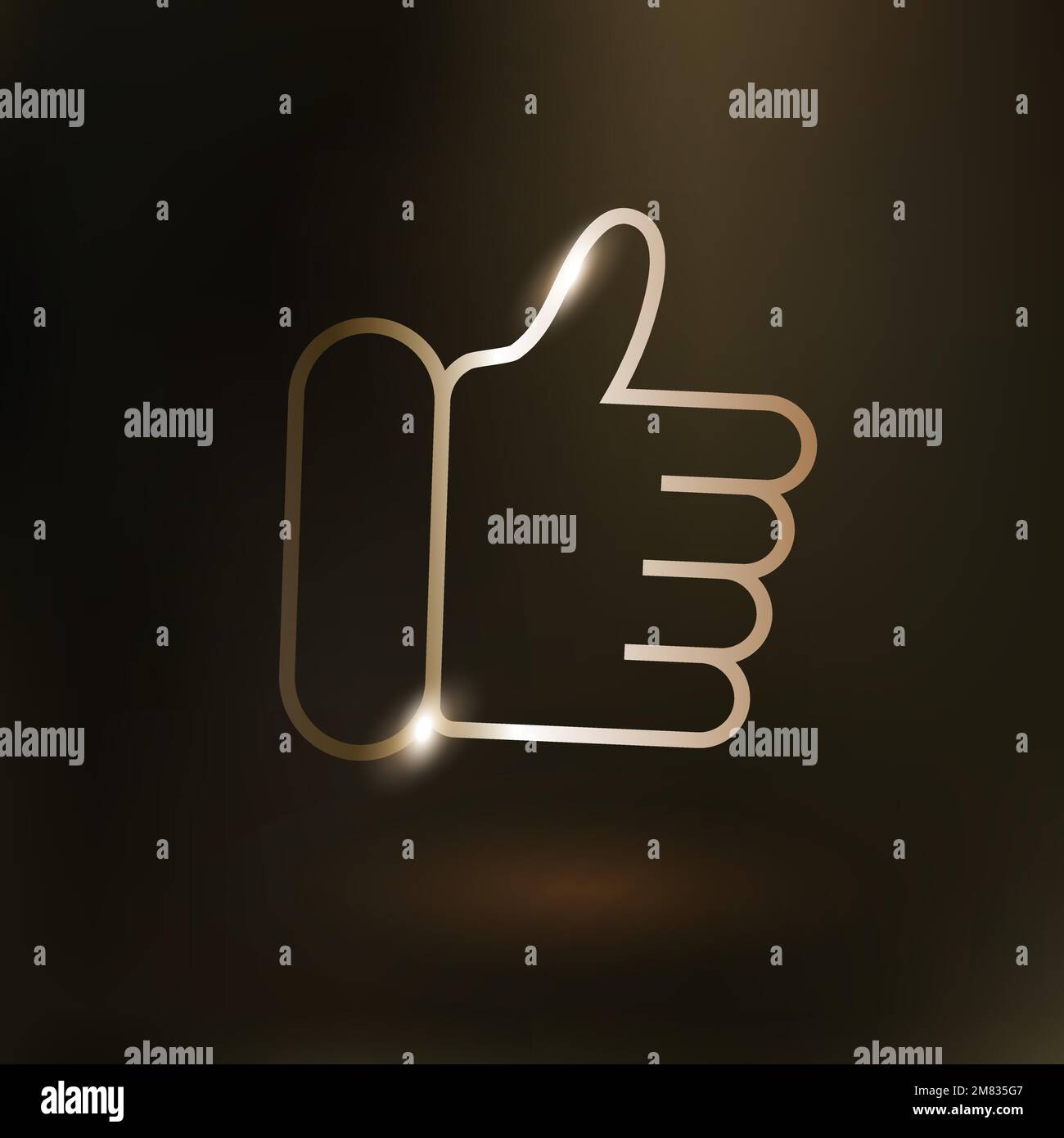 Thumbs up vector technology icon in gold on gradient background Stock ...
