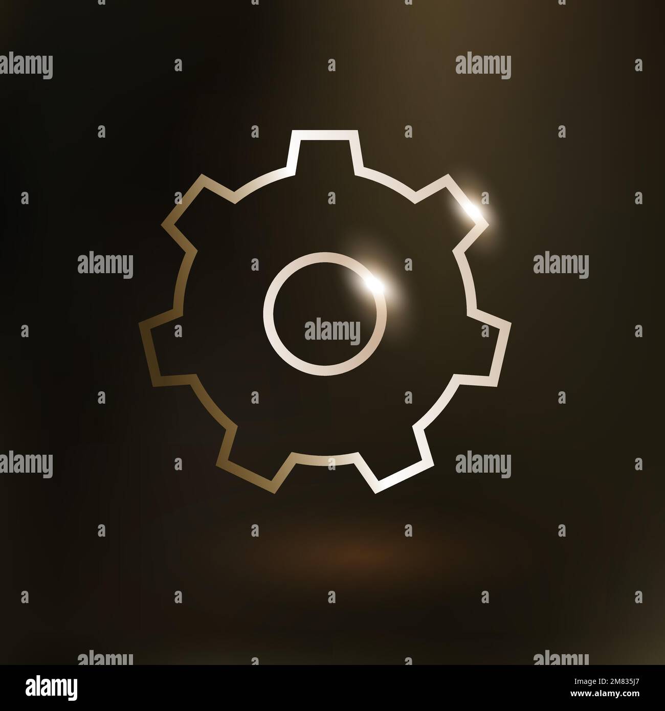 Setting gear vector technology icon in gold on gradient background ...