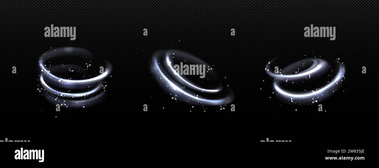 Cold winter light effect, swirl bright twinkle line. Wind vortex blow ...