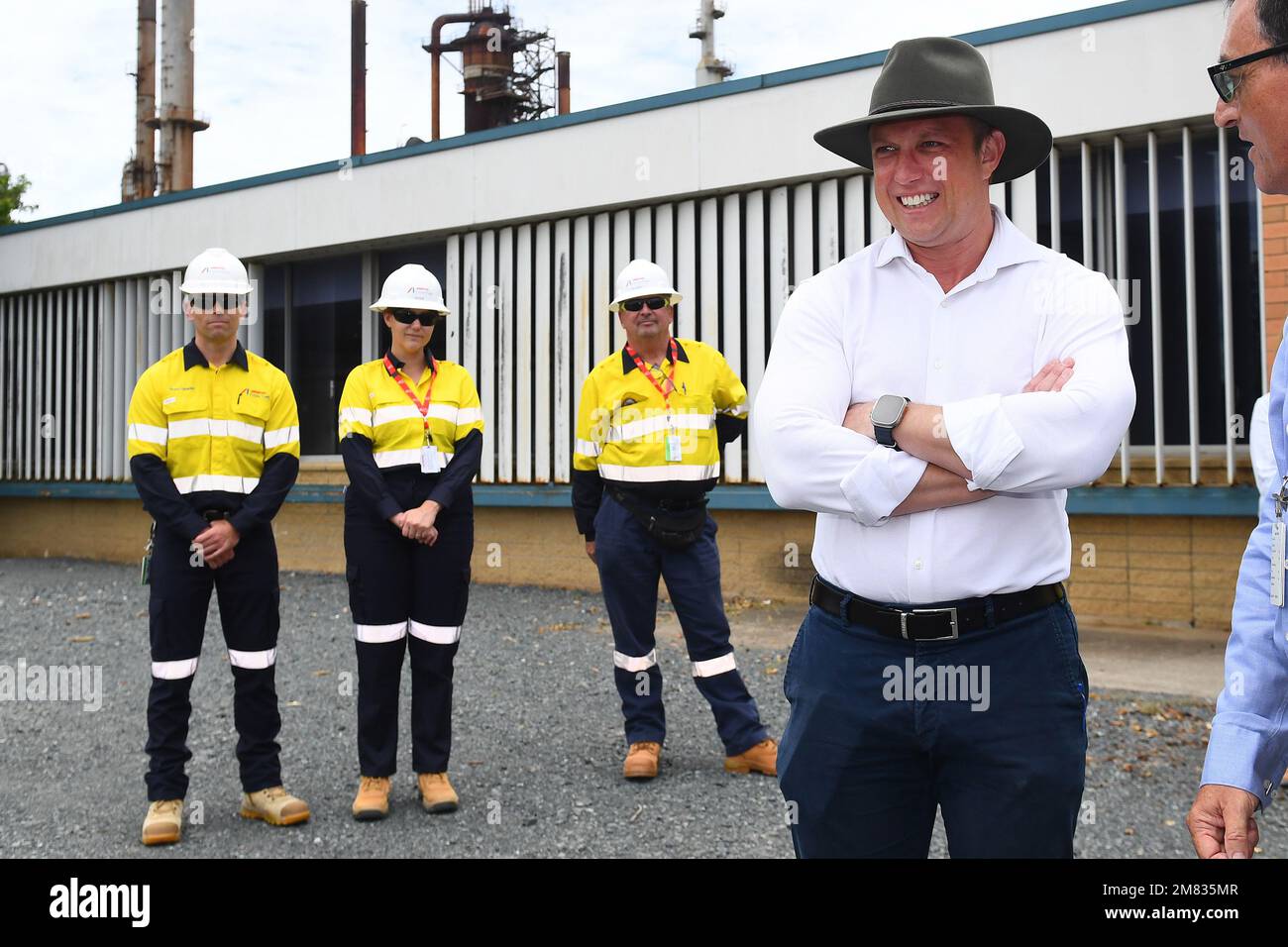 Acting Queensland Premier Steven Miles (right) arrives to an ...