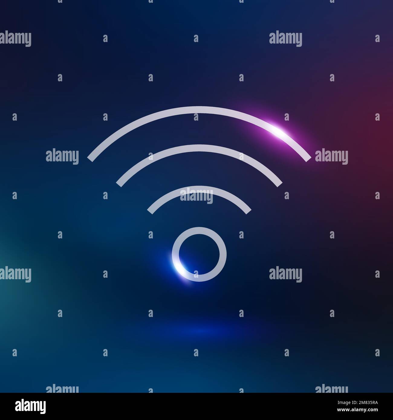 Wifi internet vector technology icon in neon purple on gradient ...