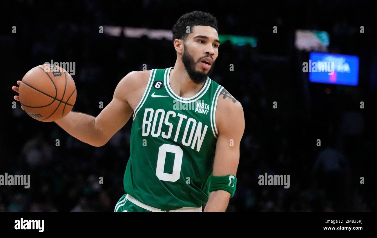 Boston Celtics forward Jayson Tatum (0) during an NBA basketball game ...