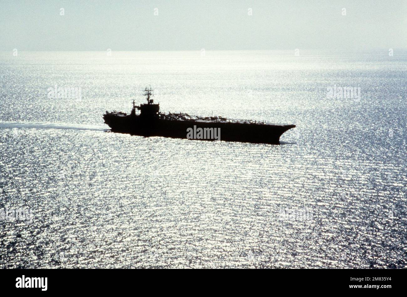 Aerial starboard bow view of the nuclear-powered aircraft carrier USS ...