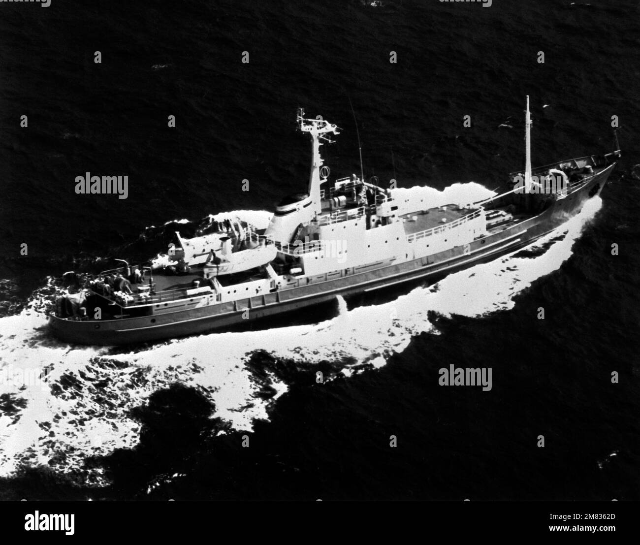 An aerial starboard quarter view of the Soviet Moma class naval survey ...