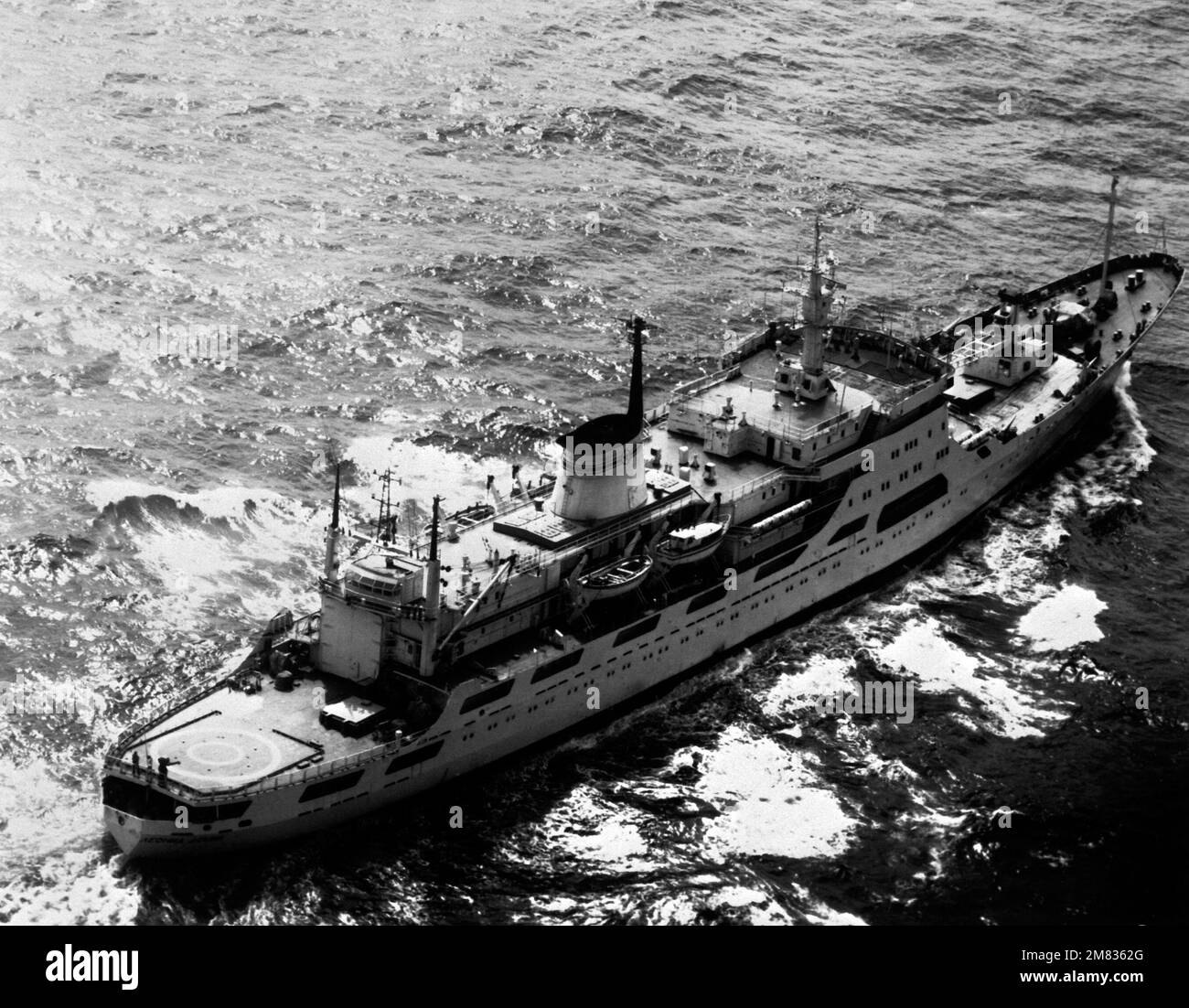 An aerial starboard quarter view of the Soviet Akademik Kroylov class ...