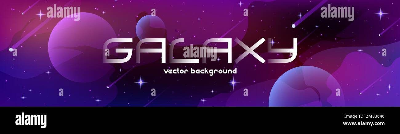 Space background for web banner design. Vector cartoon illustration of ...