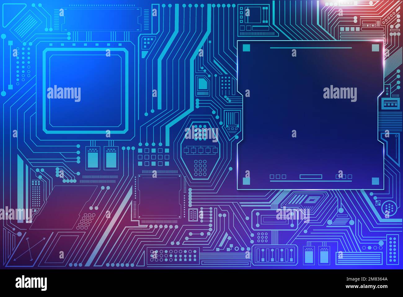 Motherboard circuit technology background vector in gradient blue Stock ...