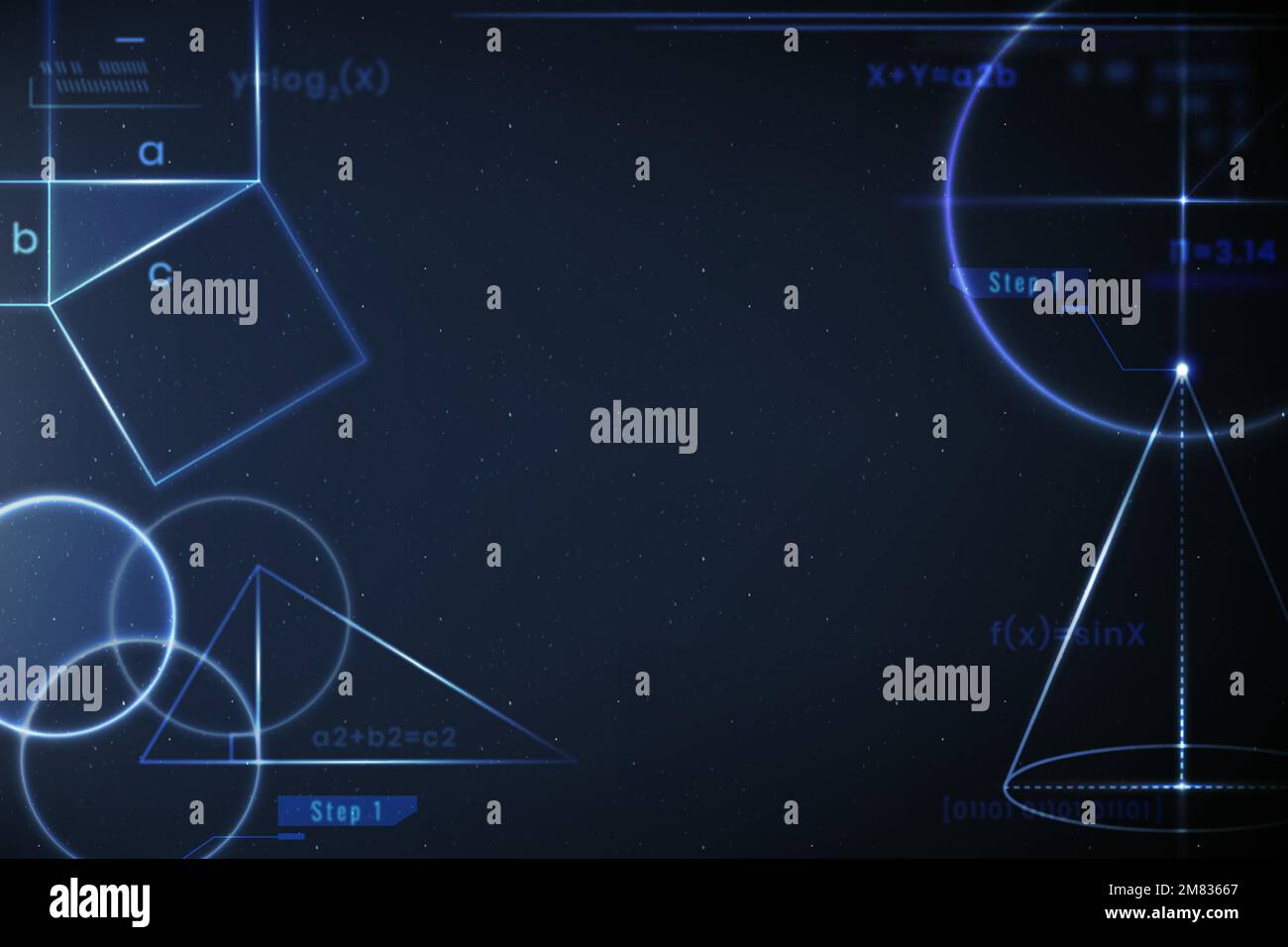 Mathematical and geometric background vector in gradient blue education ...