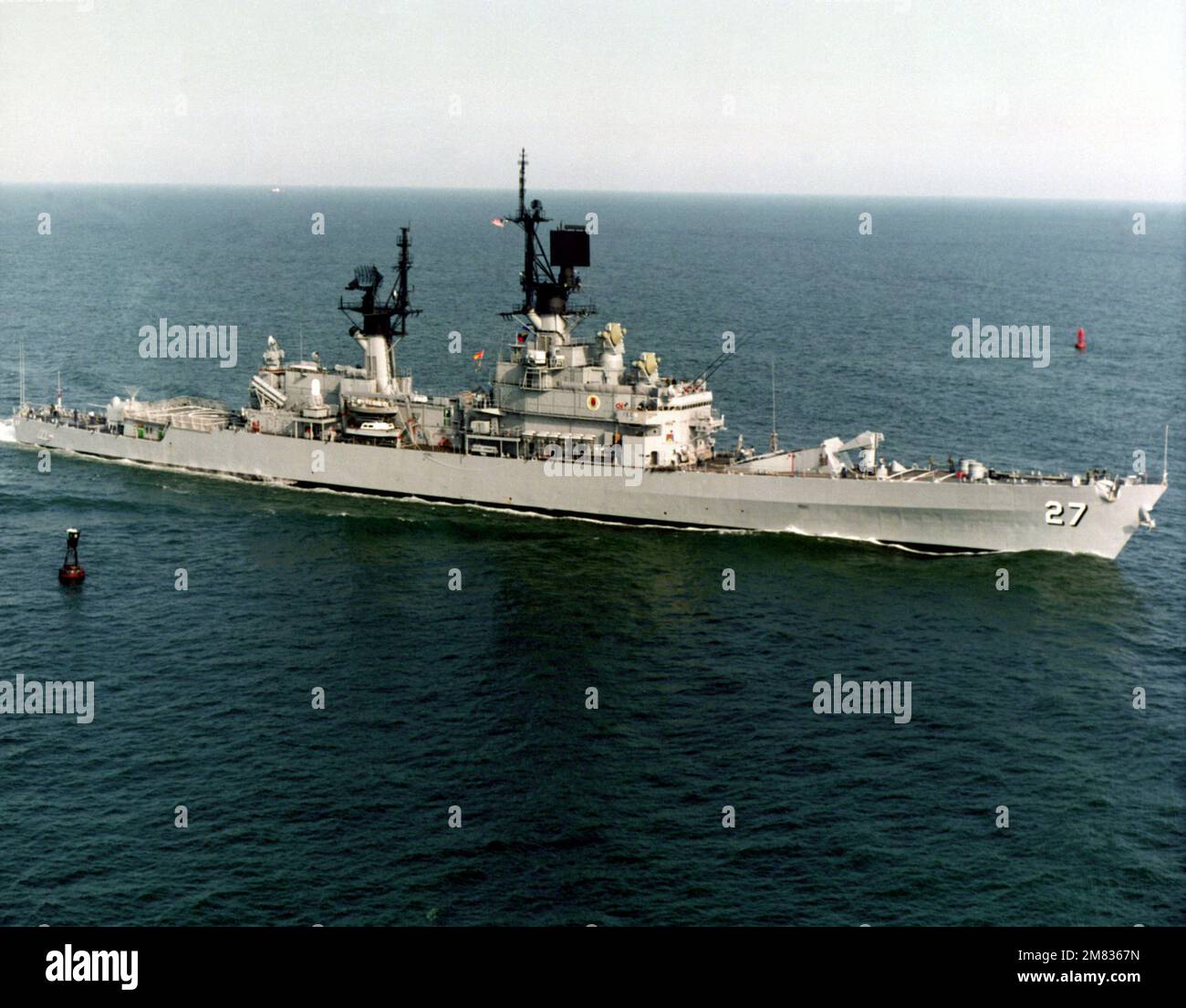 Aerial starboard view of the guided missile cruiser USS JOSEPHUS ...