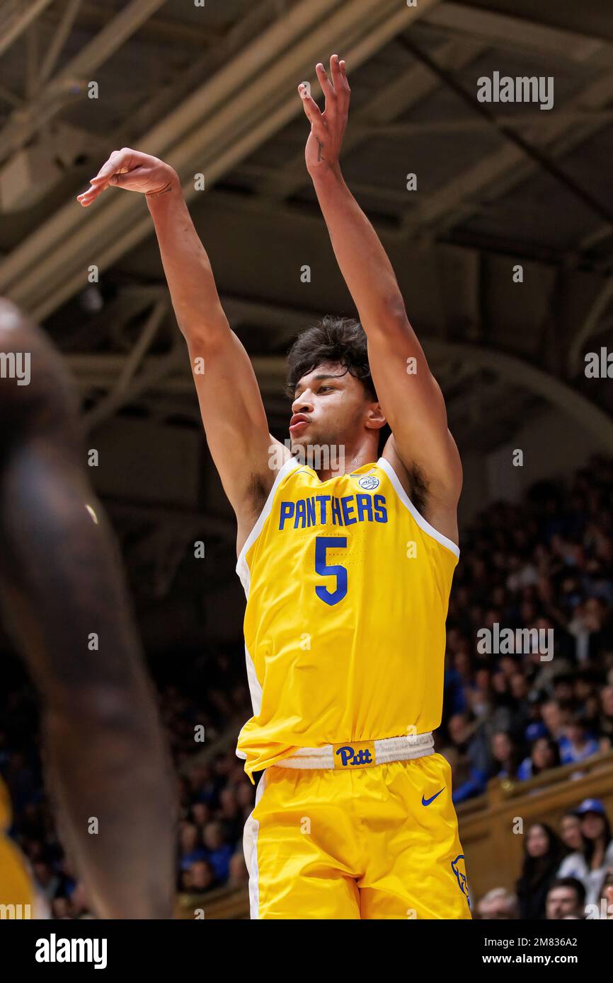Pittsburgh's Nate Santos (5) attempts a shot during an NCAA college ...